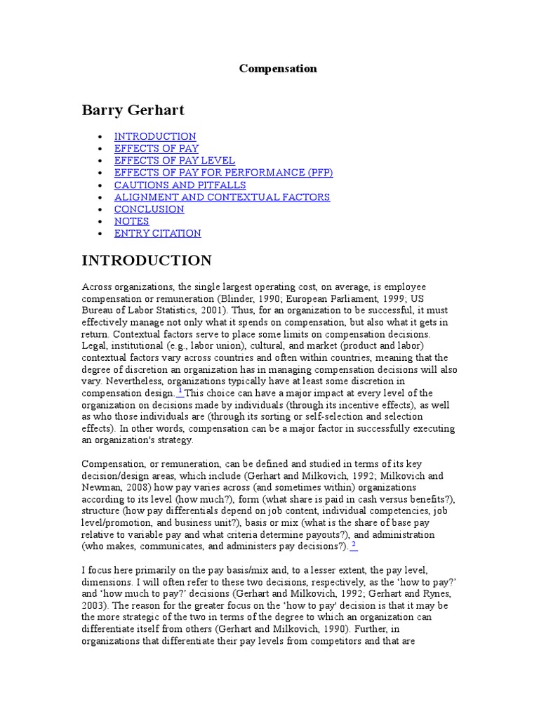 Rhart, Barry. Compensation. | PDF | Motivation | Motivational