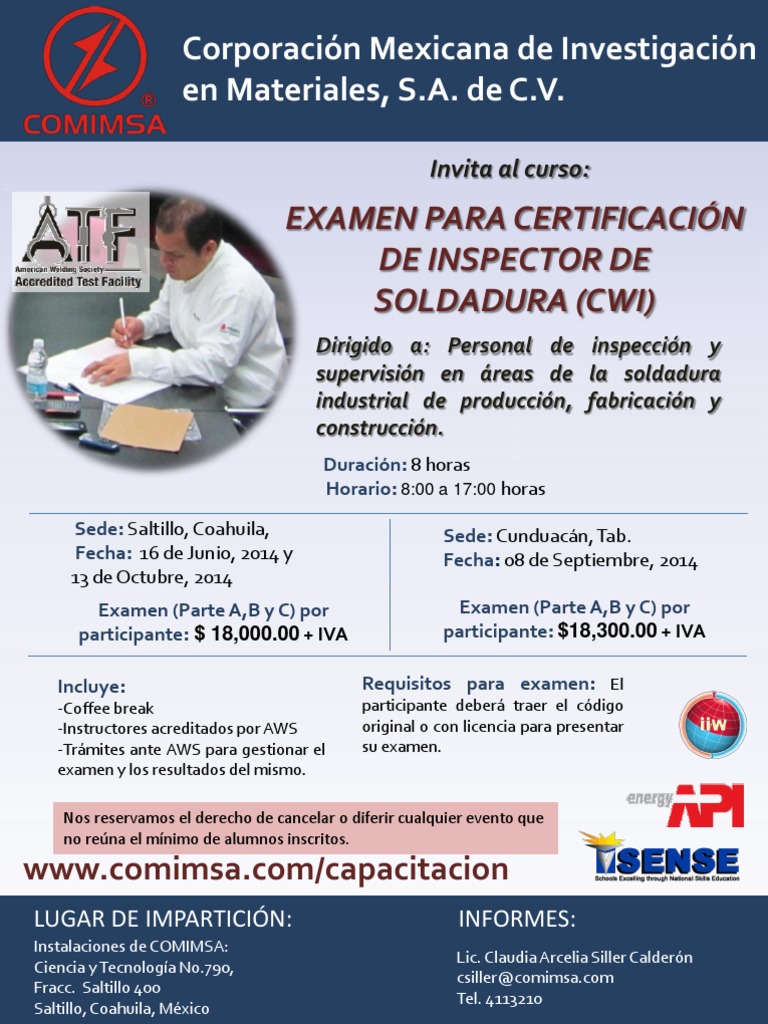 Examen de Soldadura Cwi | PDF