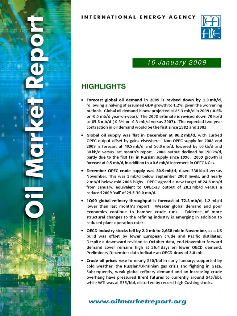 IEA Oil Market Jan 09 Report | PDF | Opec | Petroleum