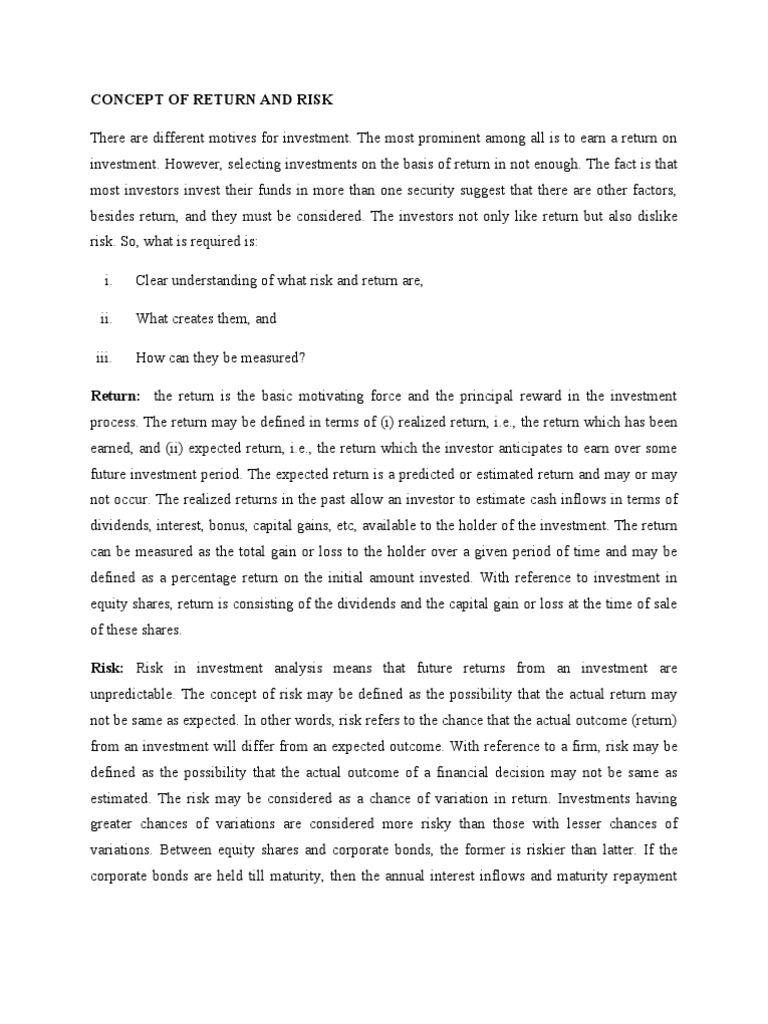 Understanding Risk and Return in Investing | PDF | Financial Risk ...