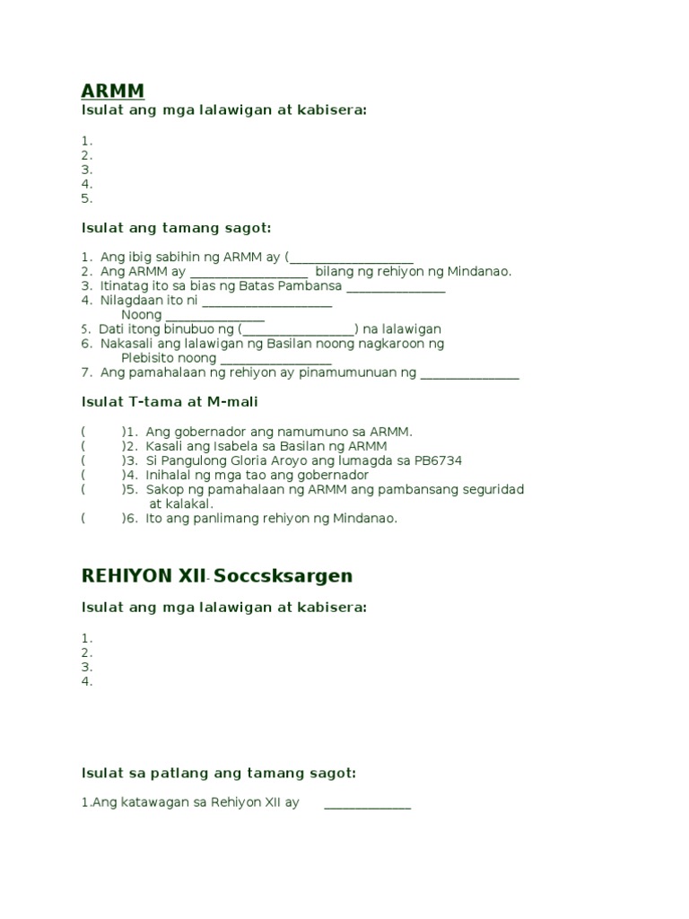 Grade 4 Hekasi-Armm, Rehiyon 12 at 13 | PDF