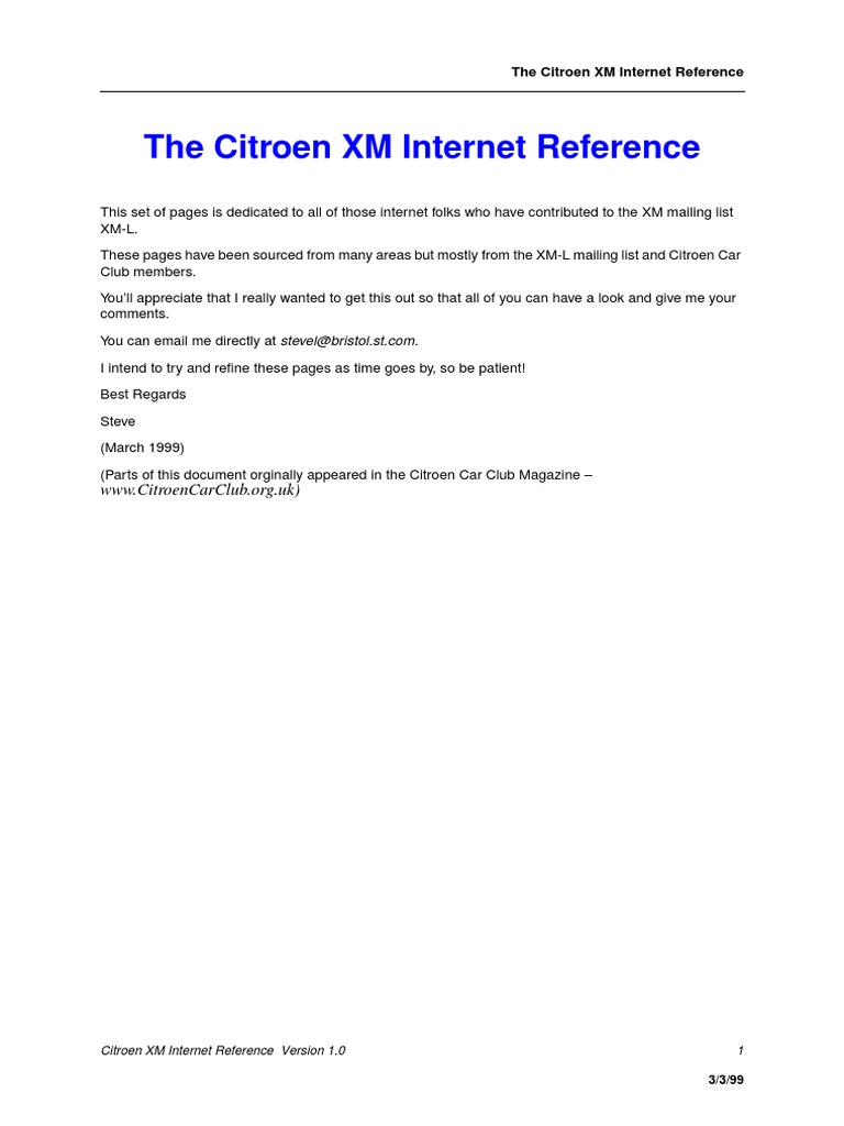 Citroen XM Reference Guide | PDF | Electrical Connector | Automobiles