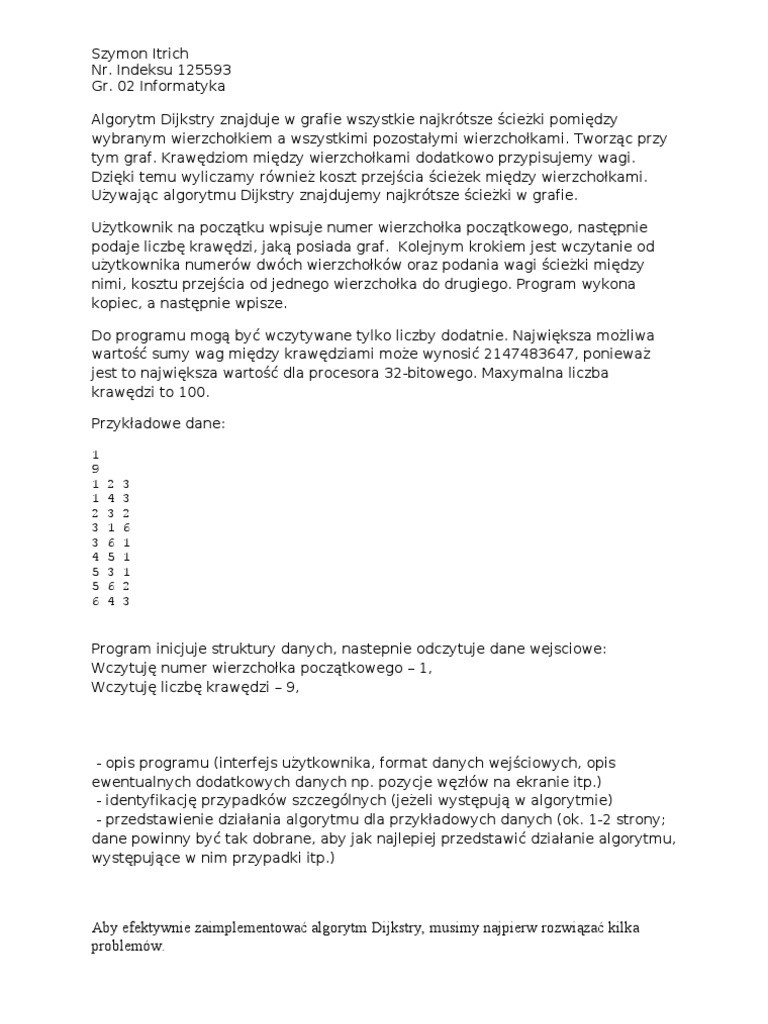 Algorytm Dijkstry | PDF
