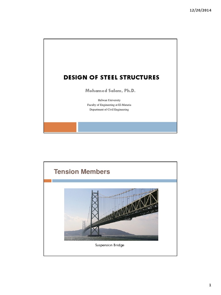 Design of Steel Structures: Tension Members | PDF | Tension (Physics ...