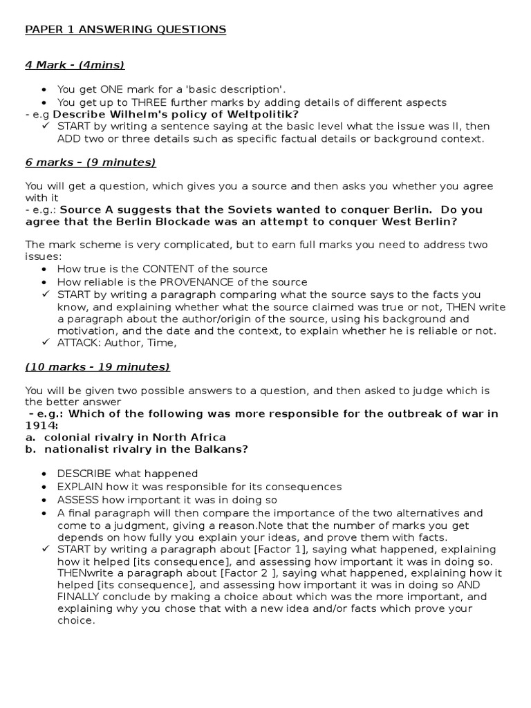 4 Mark - (4mins) : Paper 1 Answering Questions | PDF | Inference ...