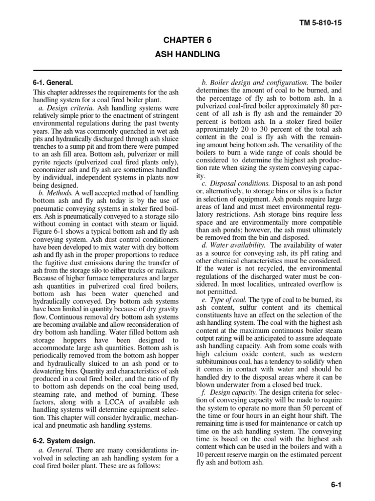 Ash Handling: 6-1. General | PDF | Fly Ash | Boiler