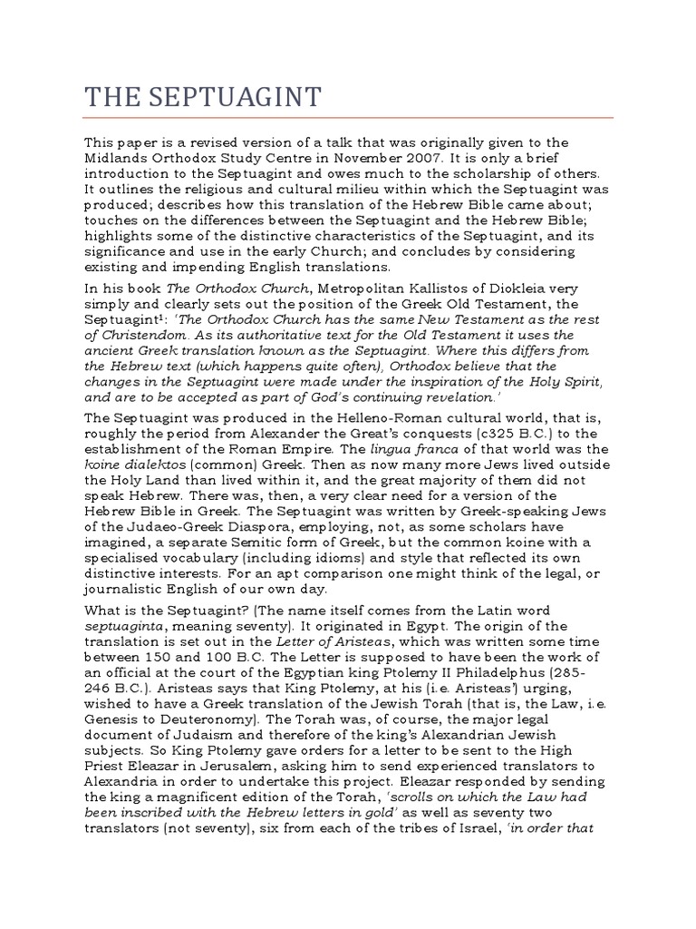 On The Septuagint | Septuagint | Tetragrammaton