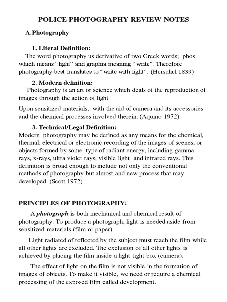 Police Photography Review Notes | PDF | Lens (Optics) | Shutter ...
