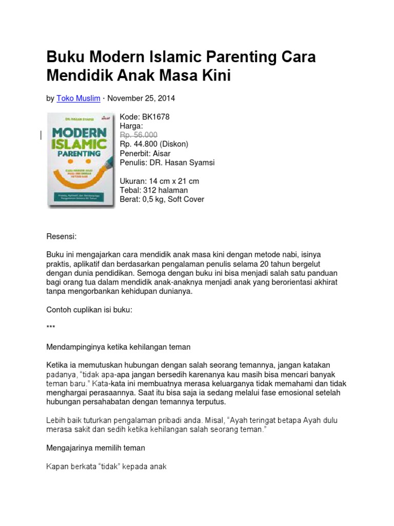 Buku Modern Islamic Parenting Cara Mendidik Anak Masa Kini | PDF | Pengembangan Diri