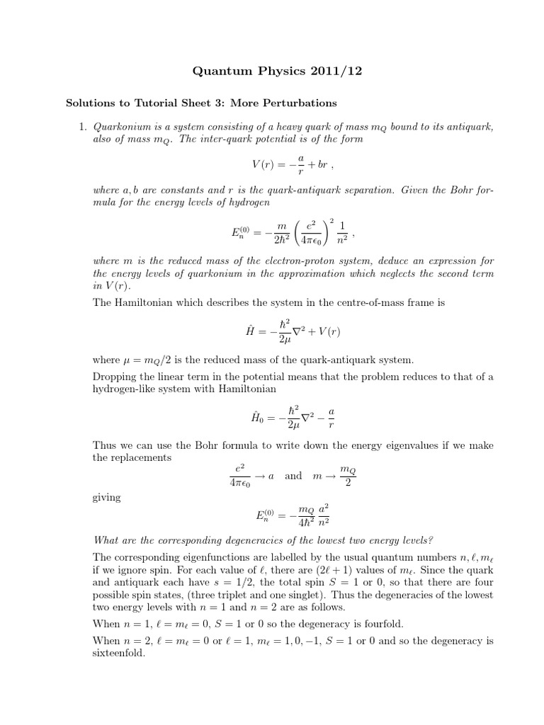 Solution 03 | PDF | Perturbation Theory (Quantum Mechanics) | Electrostatics