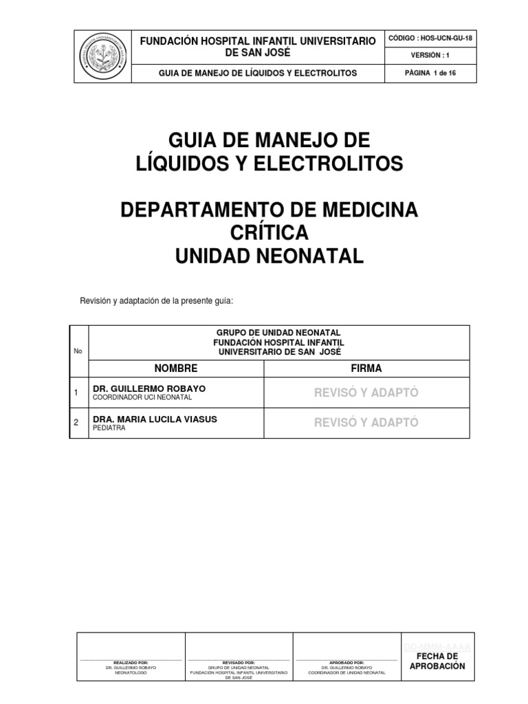 Manejo de Liquidos y Electrolitos, Guia | Descargar gratis PDF | Sodio | Potasio