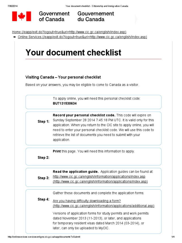 CANADIAN VISA Check List | PDF | Travel Visa | Government And Personhood