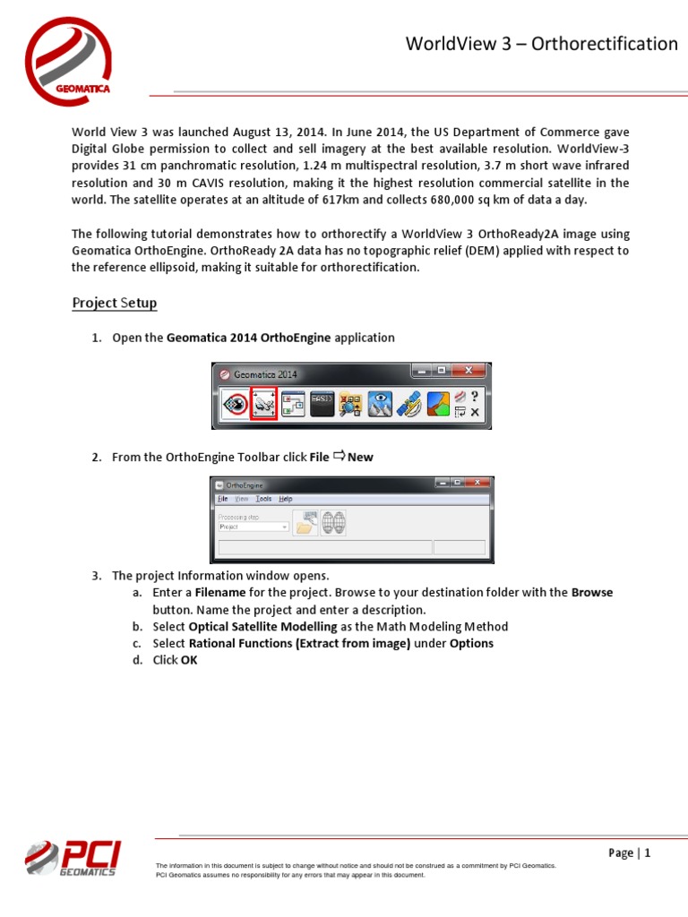 Worldview 3 - Orthorectification: Project Setup | PDF | Areas Of Computer Science | Computing