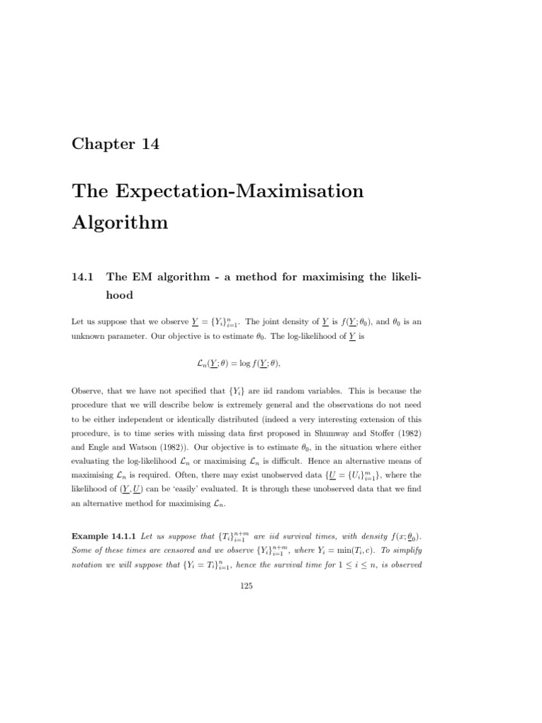 The Expectation Maximisation Algorithm 14 1 The Em Algorithm A Method For Maximising The