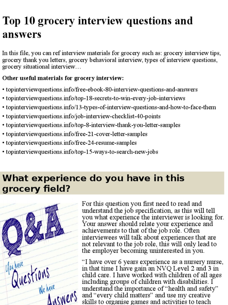 Top Grocery Interview Questions & Tips | PDF | Interview | Job Interview