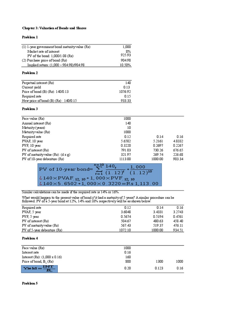 Bond and Share Valuation Problems | PDF | Dividend | Present Value