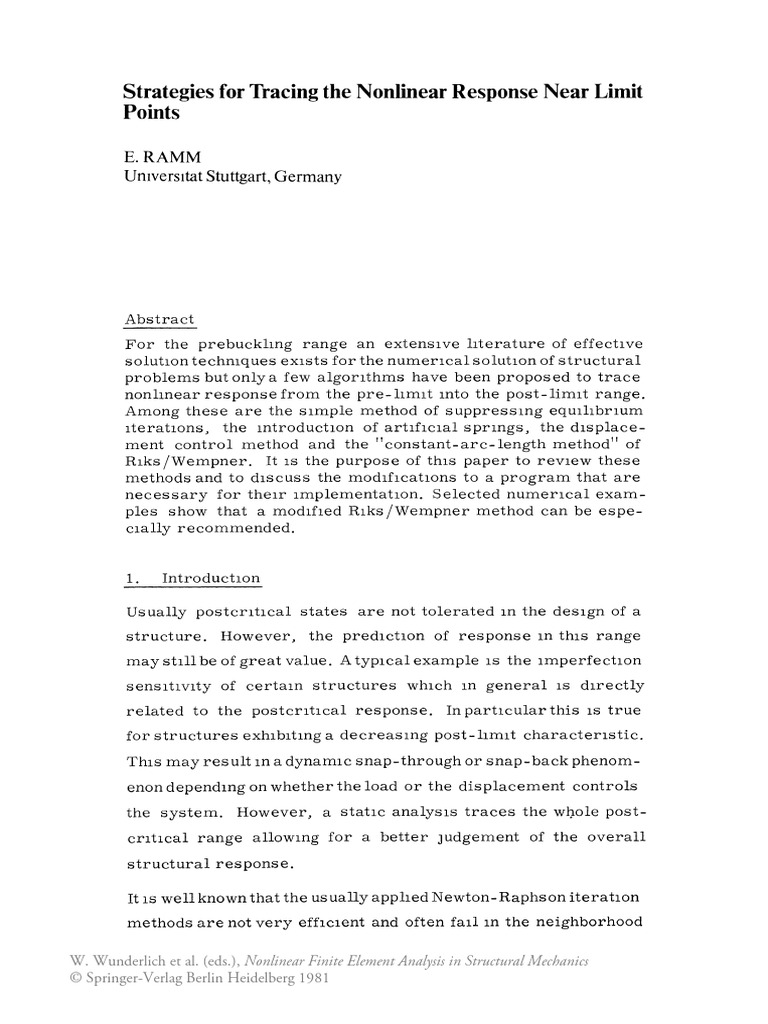 Strategies For Tracing The Nonlinear Response Near Limit Points | PDF ...