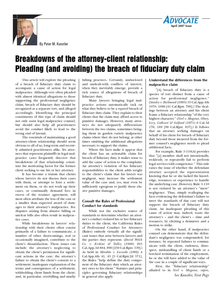 Breakdowns of The Attorney-Client Relationship: Pleading (And Avoiding ...