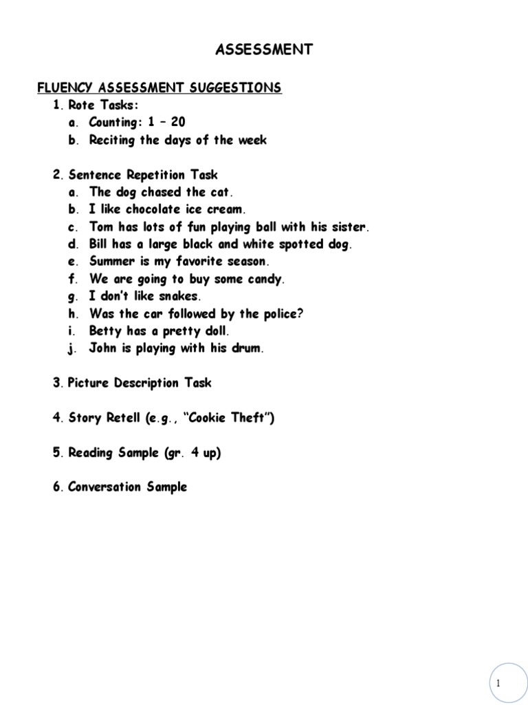 Fluency Assessment Tool | PDF | Stuttering | Breathing