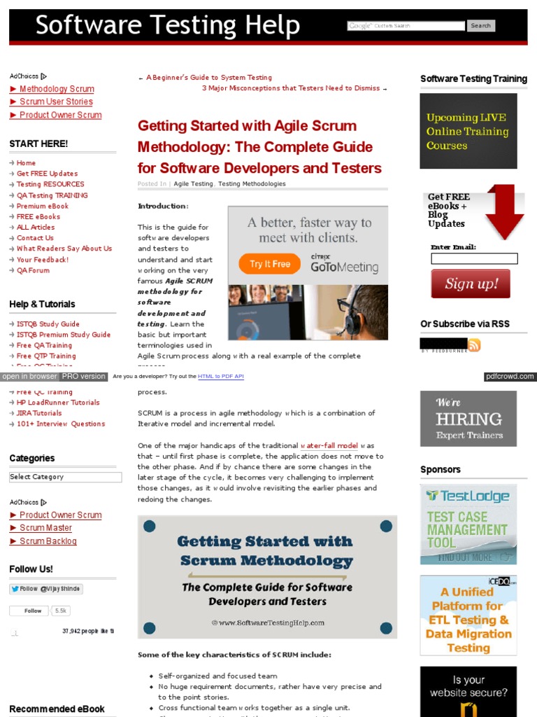 Getting Started With Agile Scrum Methodology: The Complete Guide For Software Developers and ...