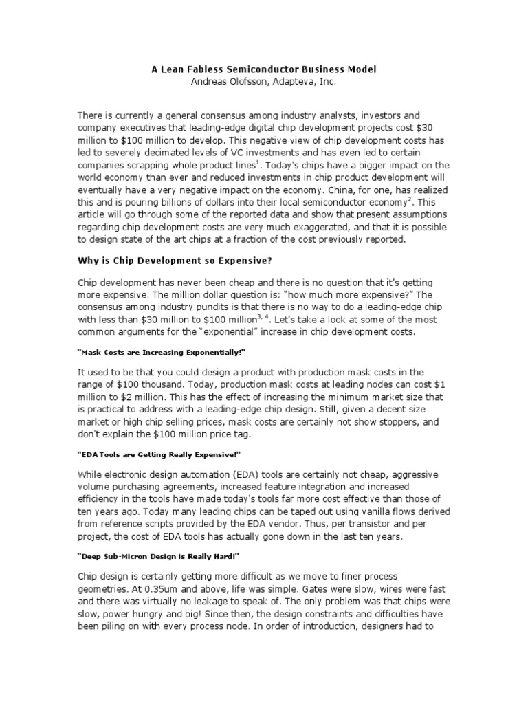 A Lean Fabless Semiconductor Business Model | PDF | Integrated Circuit ...
