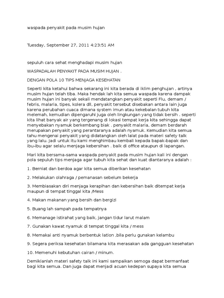 Safety Talk Materi | PDF