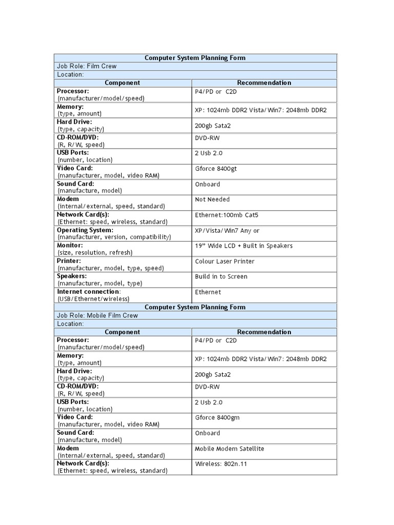 Computer System Planning Form | PDF | Internet Access | Internet ...