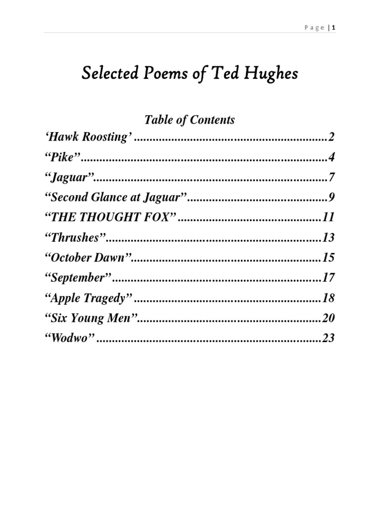selected poems of ted hughes | Nature | Free 30-day Trial | Scribd