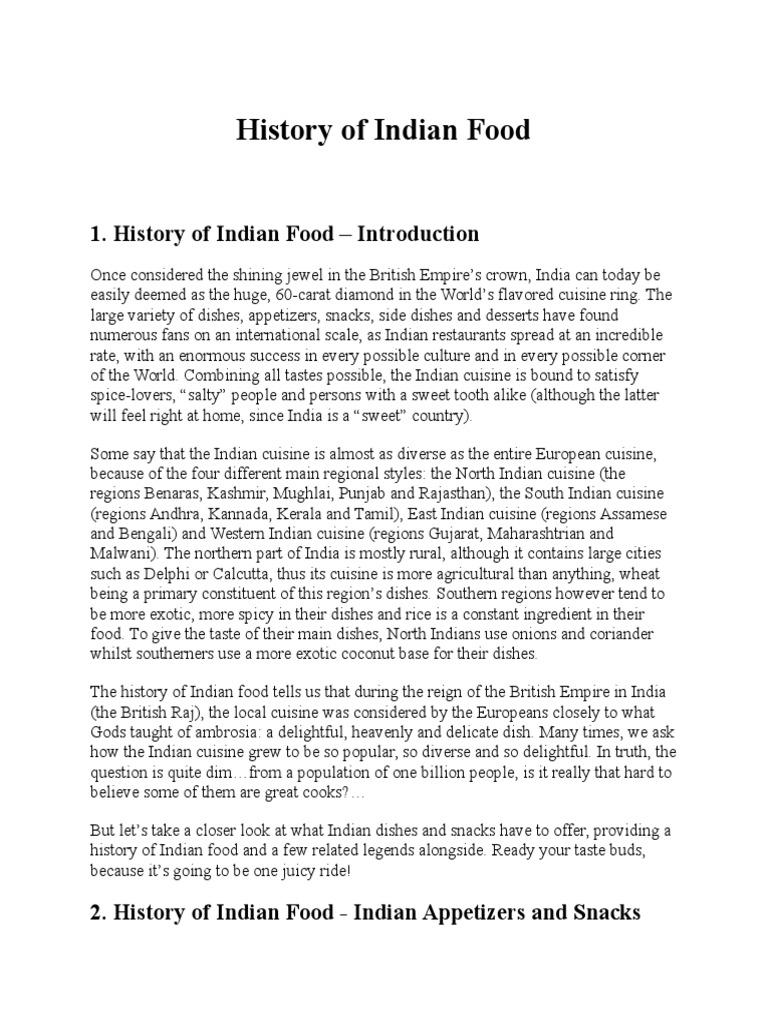 History of Indian Food | PDF | Indian Cuisine | Hors D'oeuvre