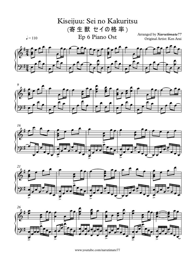 Parasyte Ost Piano - Narutimate77 | PDF