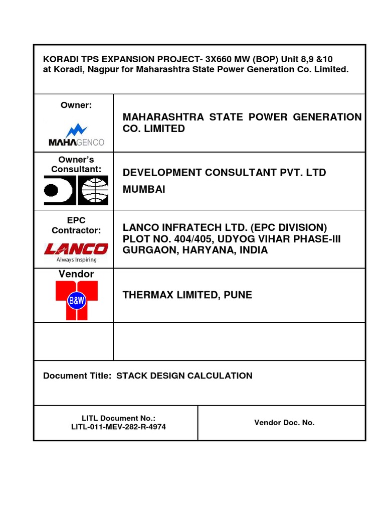 Stack Design Calculation | PDF | Bending | Screw