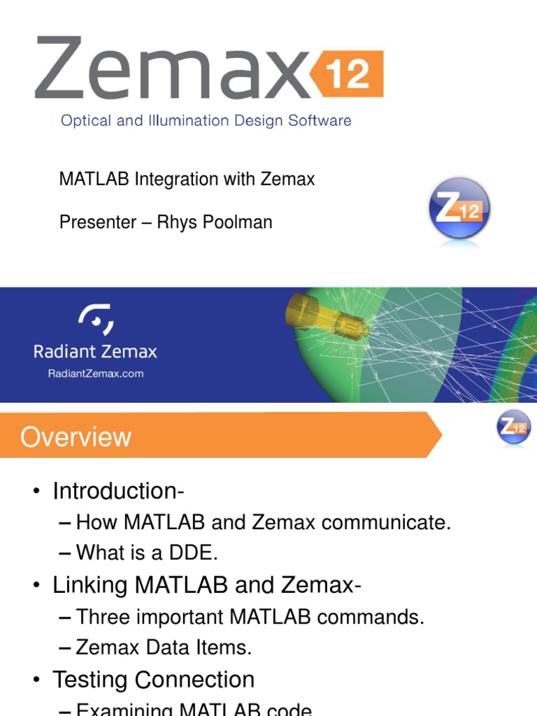 Click To Edit Master Title Style: MATLAB Integration With Zemax ...