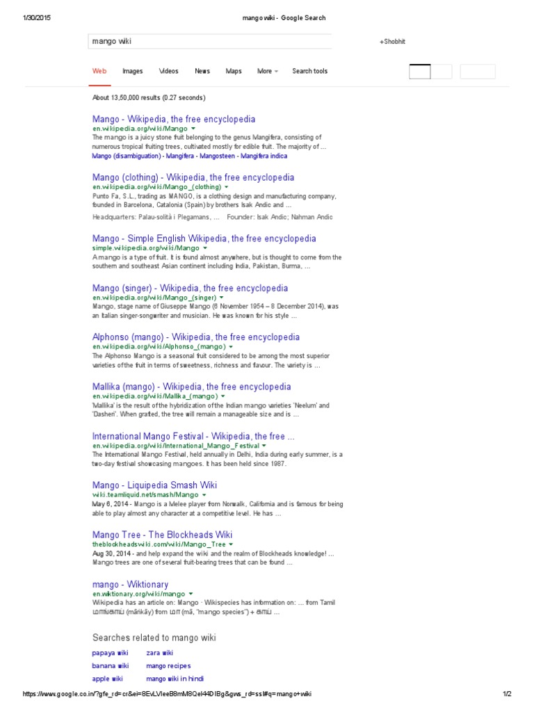 Mango Wiki - Google Search | PDF | Mango | Wikipedia
