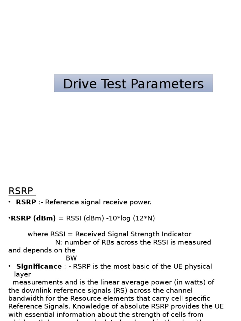 LTE and 5G Drive Test Parameters | PDF | High Speed Packet Access | Radio