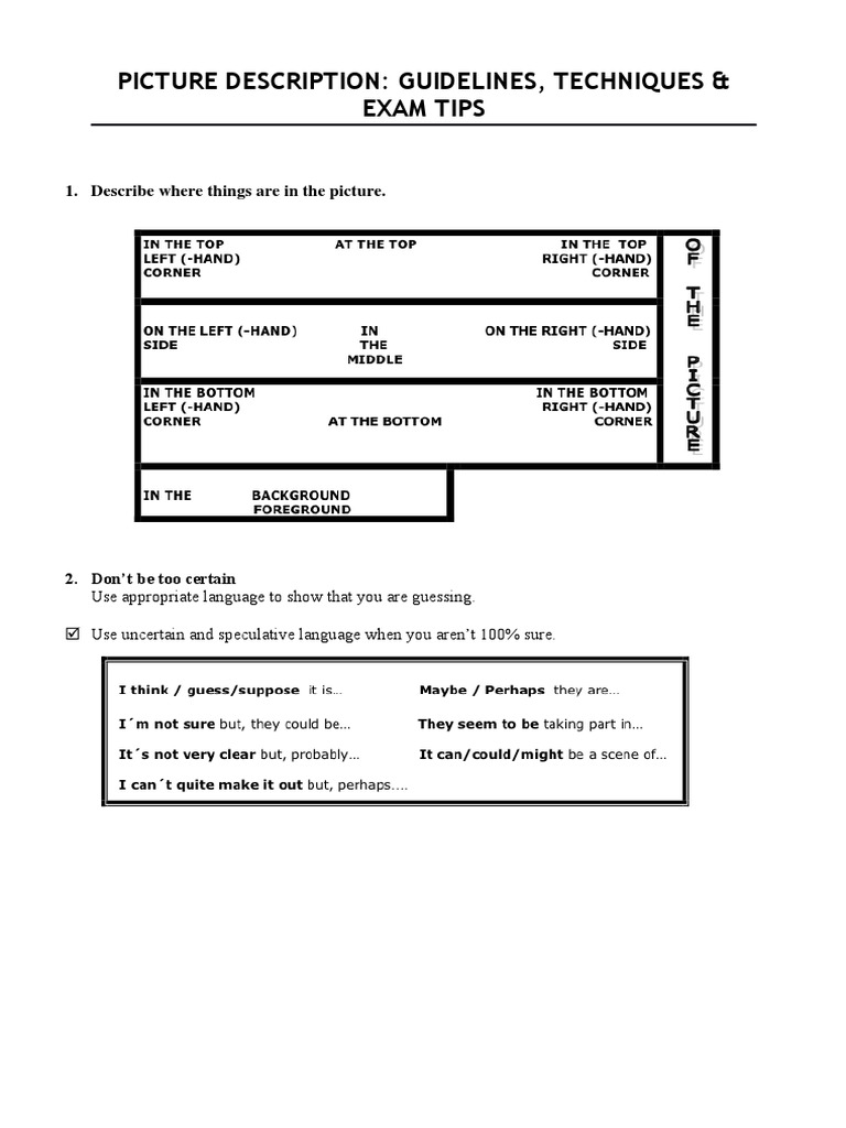 Picture Description Guidelines & Tips | PDF