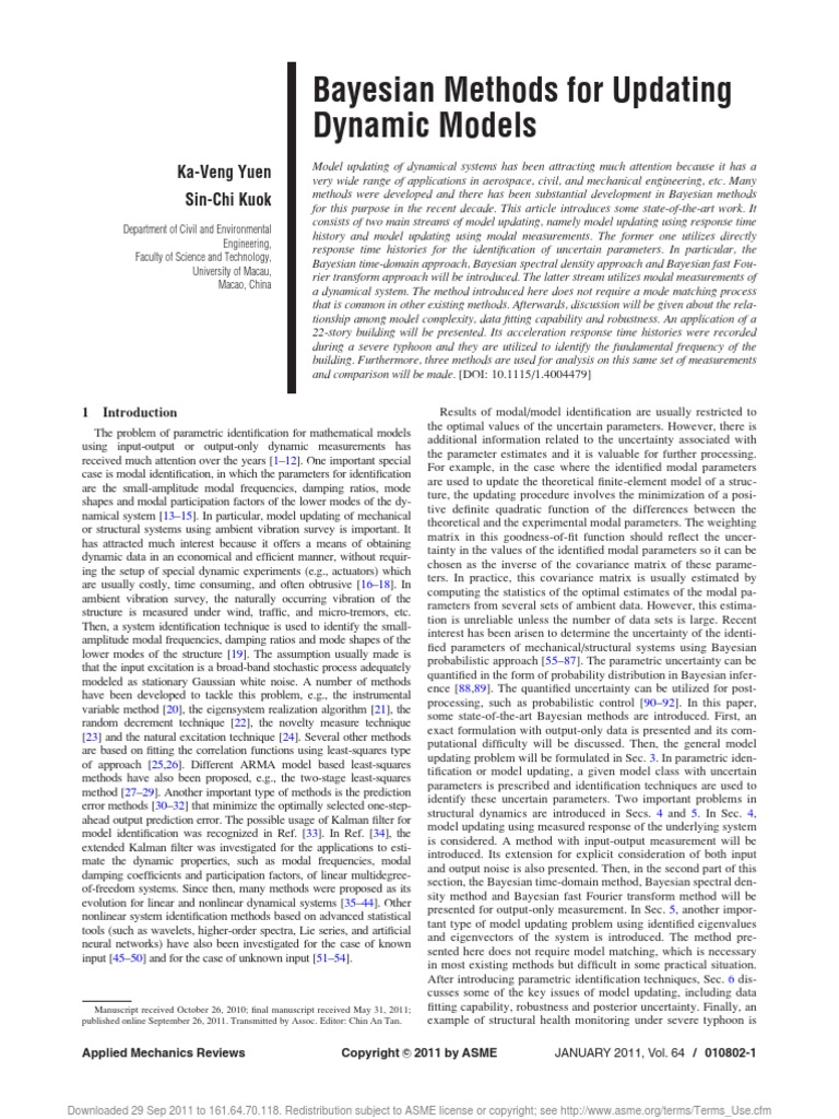 Bayesian Model Updatingreview Paper | PDF | Eigenvalues And ...