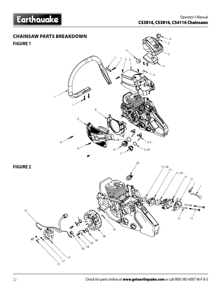 Chainsaw Parts Breakdown: Cs3814, Cs3816, Cs4116 Chainsaws | PDF ...