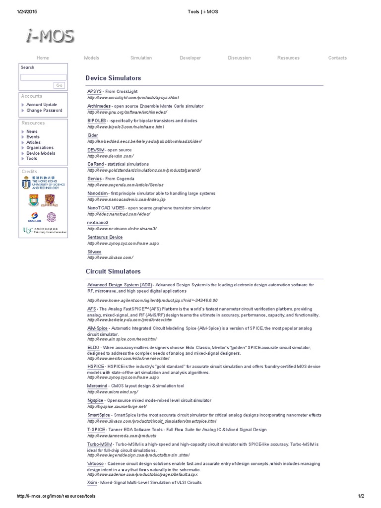 Tools - i-MOS | PDF | Spice | Electronic Engineering
