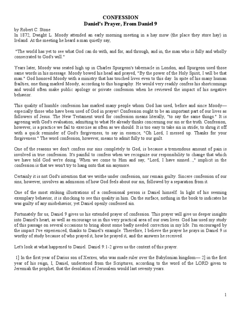 Confession Daniel's Prayer, From Daniel 9