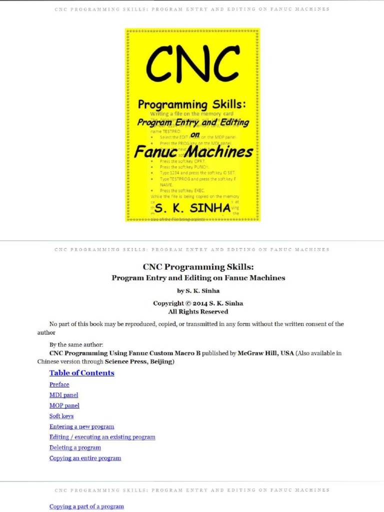 CNC Program Entry and Editing On Fanuc Machines S.K. Sinha | PDF ...