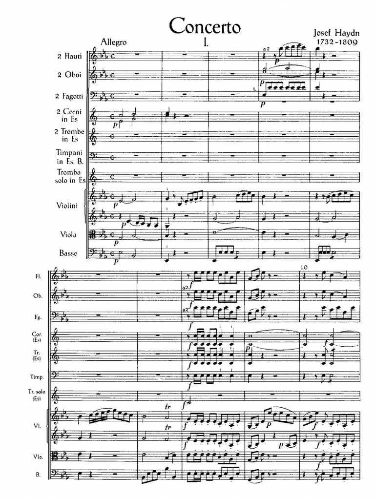 Haydn - Trumpet Concerto Full Score - One Page Per Image | PDF