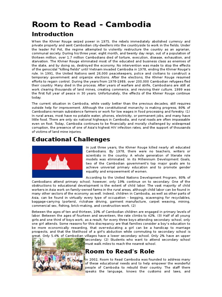 Room To Read-Cambodia | PDF | Cambodia | Khmer Rouge