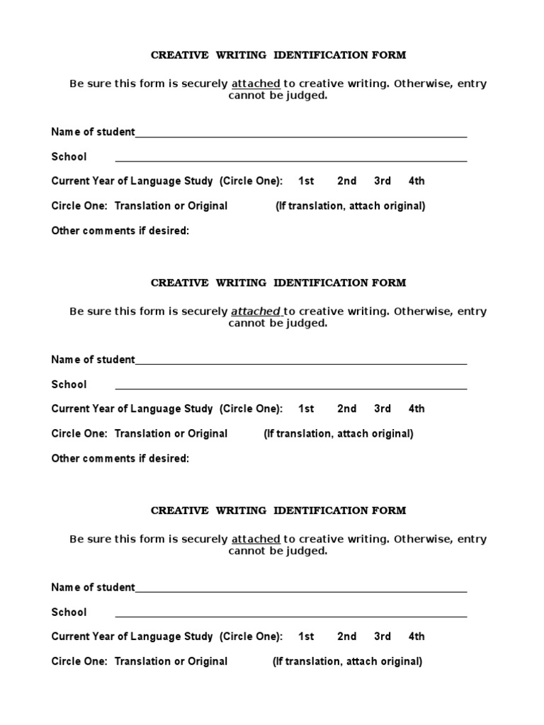 Creative Writing Submission Form | PDF | Career & Growth | Language ...