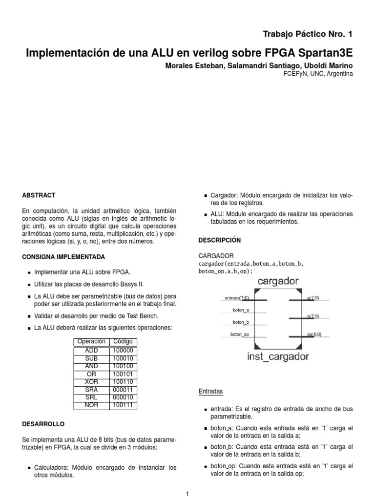 Implementacion de Una ALU en Verilog Sobre FPGA Spartan3E | PDF | Electrónica | Diseño electronico