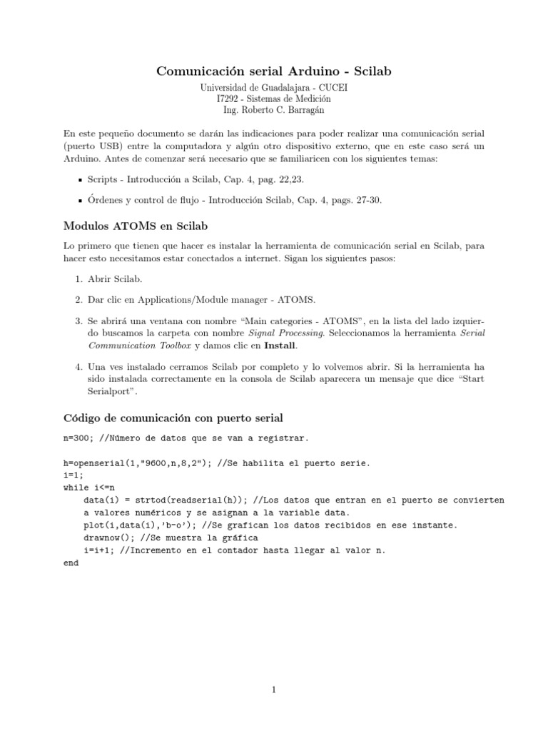 Comunicacion Serial Arduino Scilab PDF | PDF | Informática