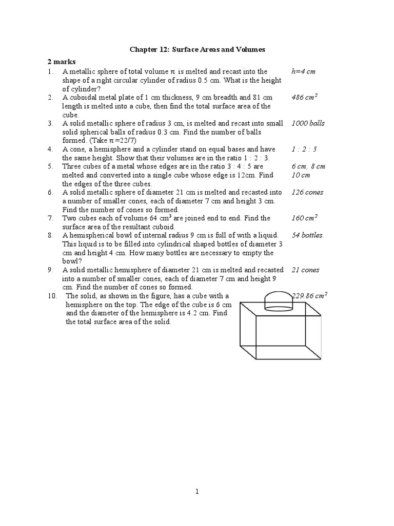 CH 12 SA and Volume | PDF | Sphere | Surface Area