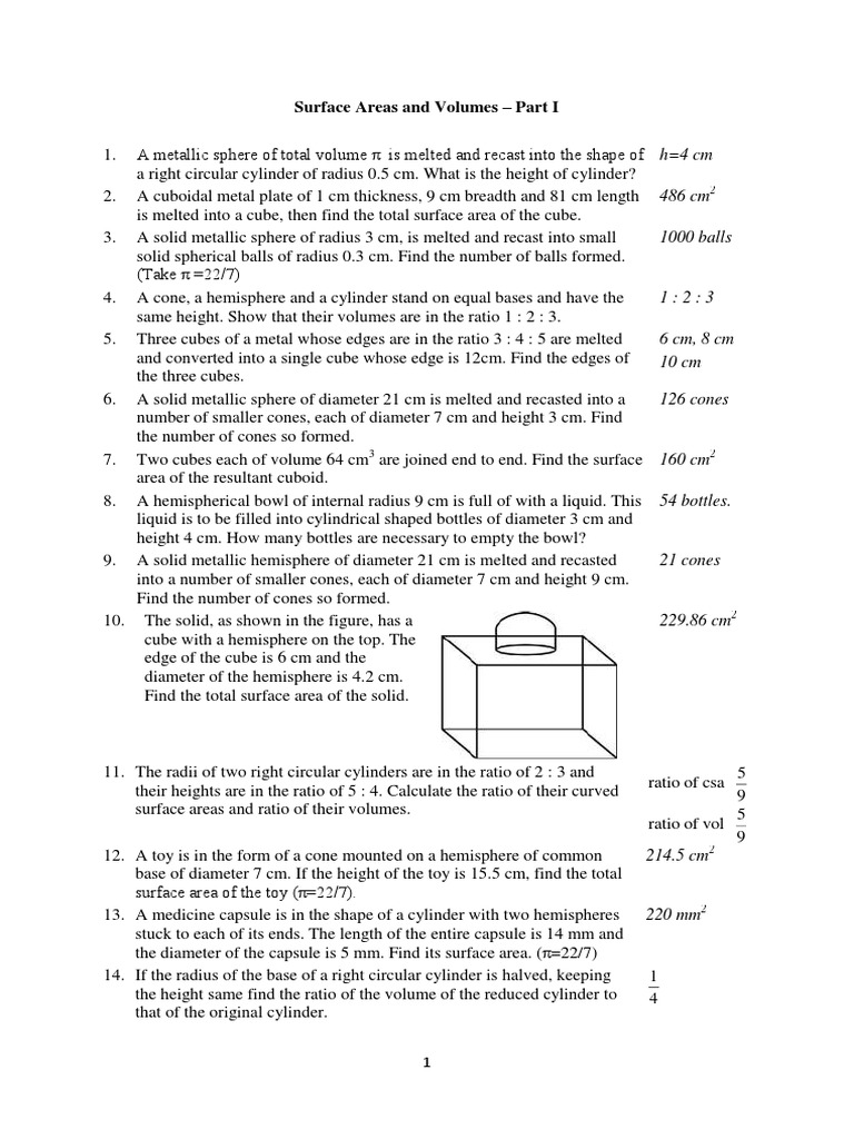 SA and Volume - I | Sphere | Volume | Free 30-day Trial | Scribd