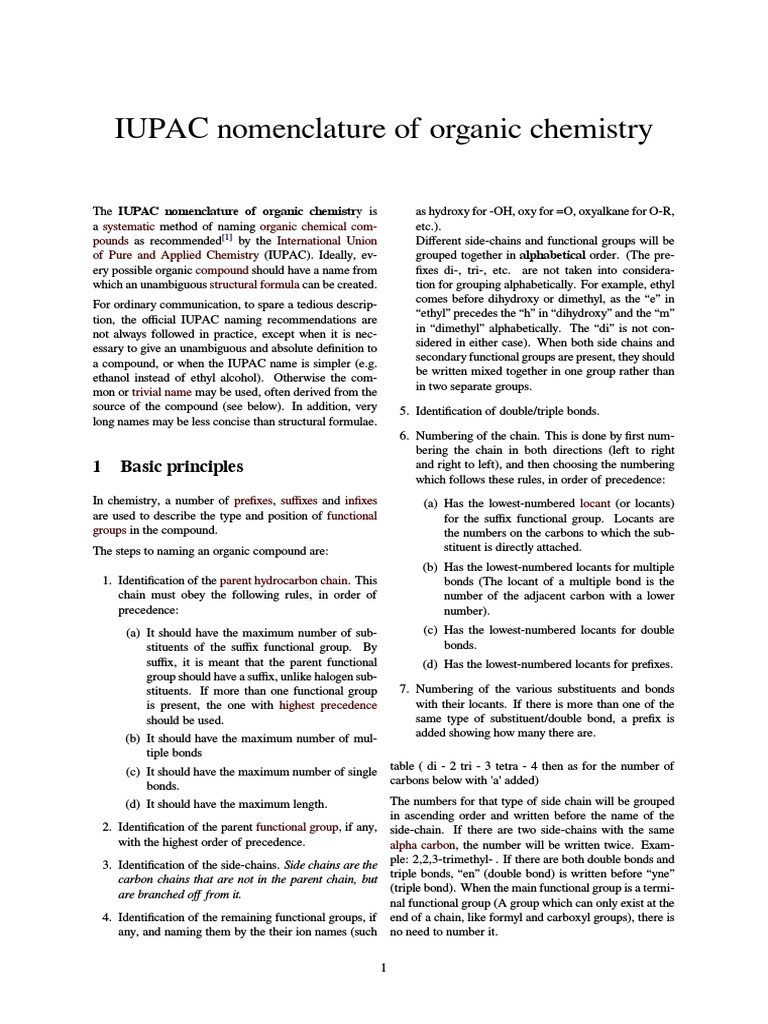 IUPAC Nomenclature of Organic Chemistry | PDF | Alkane | Aldehyde