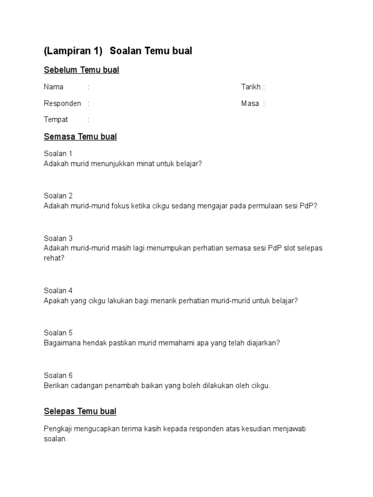 Soalan Temu Bual | PDF