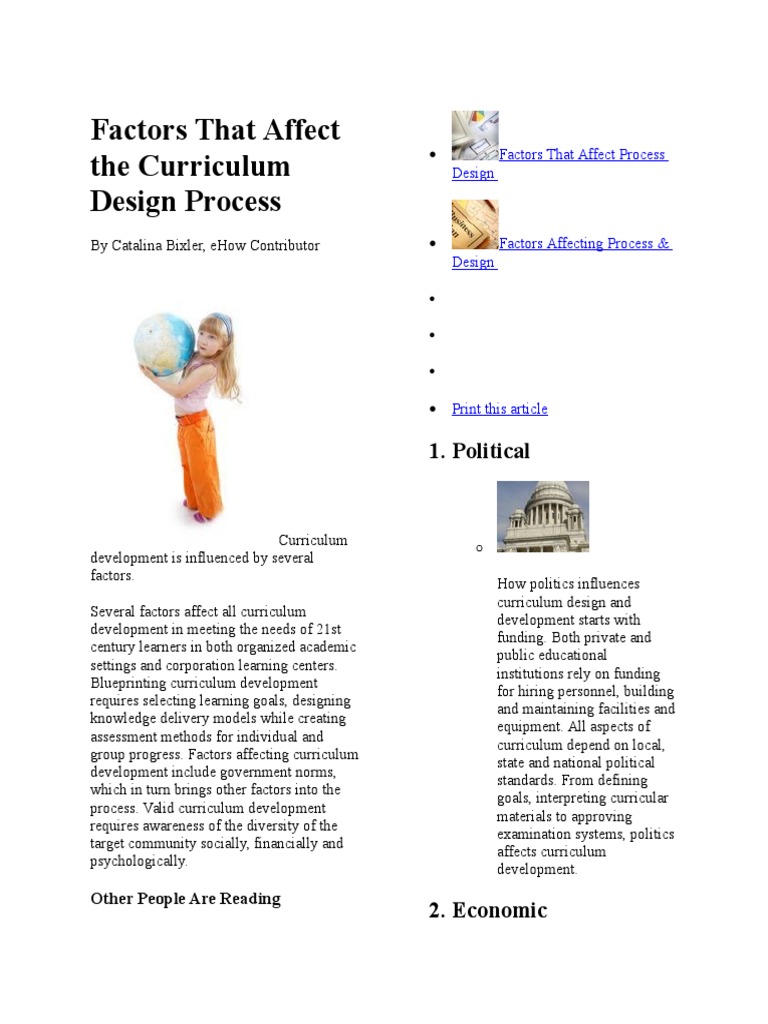 Actors That Affect The Curriculum Design Process | PDF | Curriculum ...